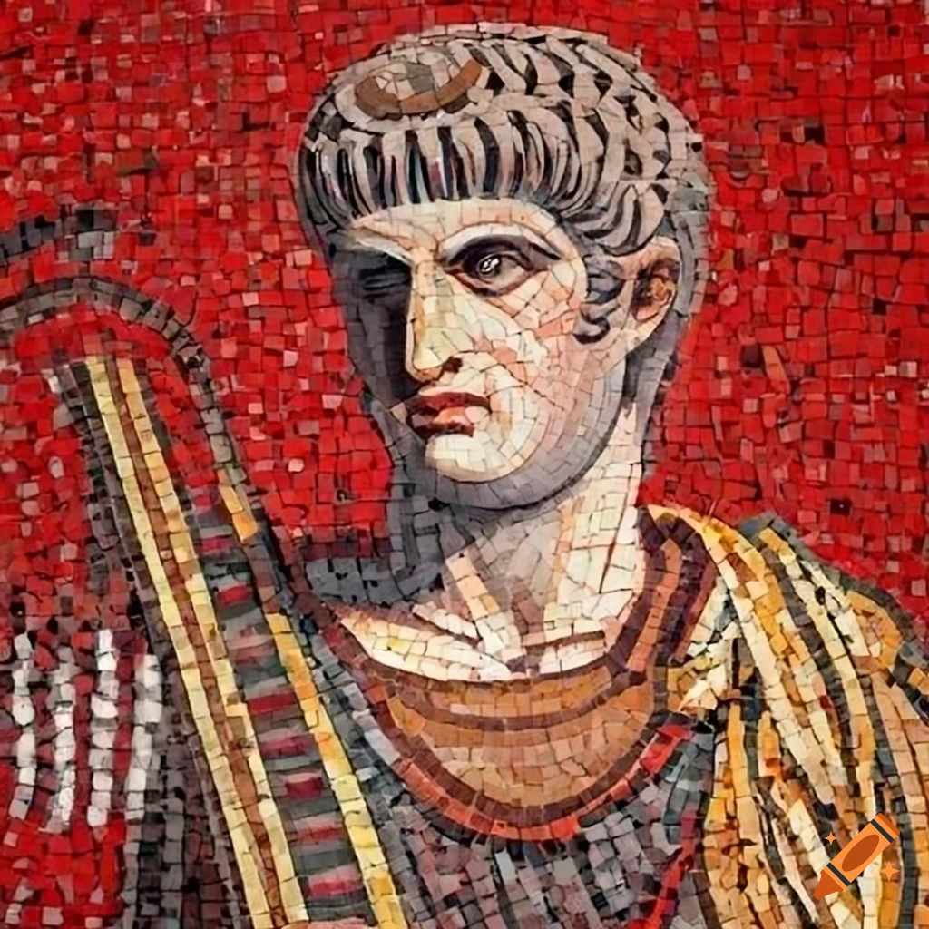 Mosaic of emperor nero playing the lyre