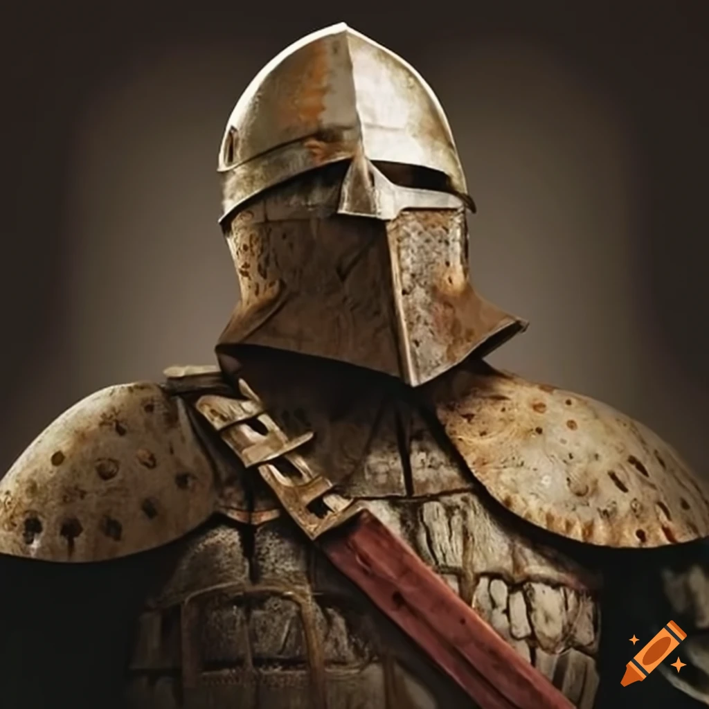 Warrior with armor made out of bread on Craiyon