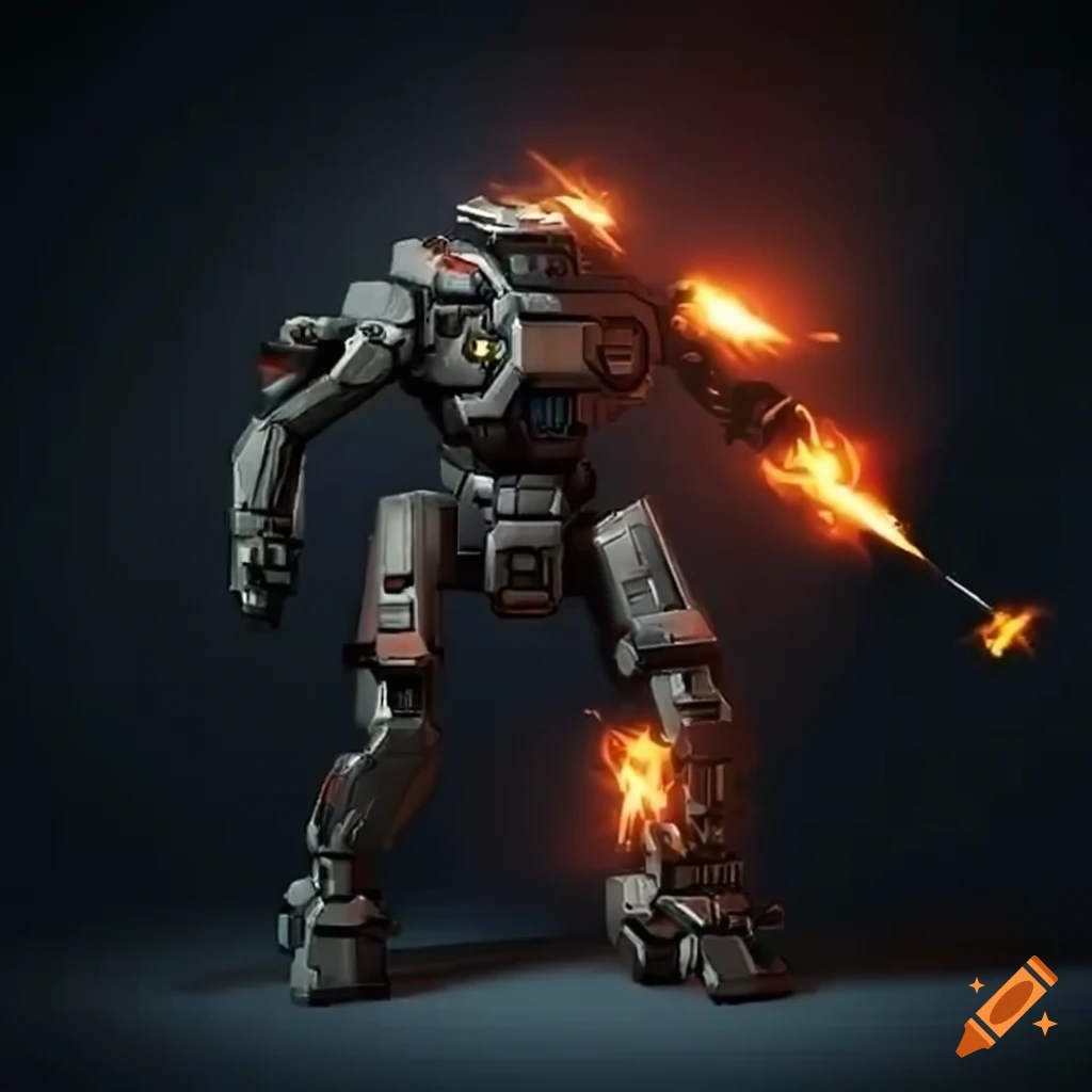 Futuristic Mech Shooting Flames futuristic-mech-shooting-flames