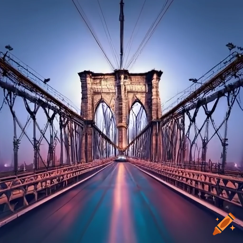Animated illustration of brooklyn bridge on Craiyon