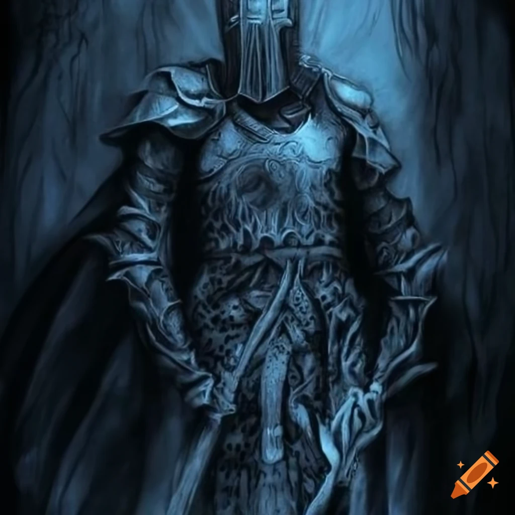 Knight with light blue cape in dark souls style on Craiyon