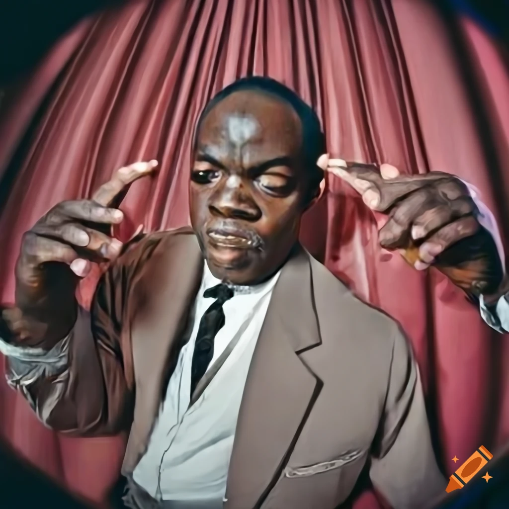 Photo of a black male jazz performer in a 1920s jazz club