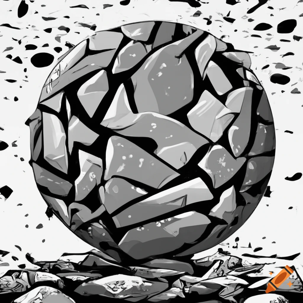 Anime-style artwork of a destroyed round stone