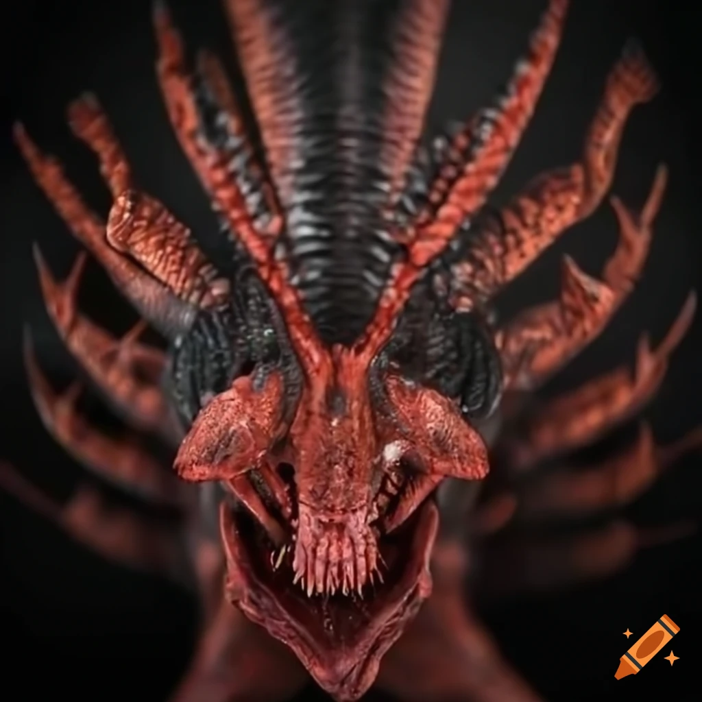 Giant monster destroying a spaceship in space in giger style on Craiyon