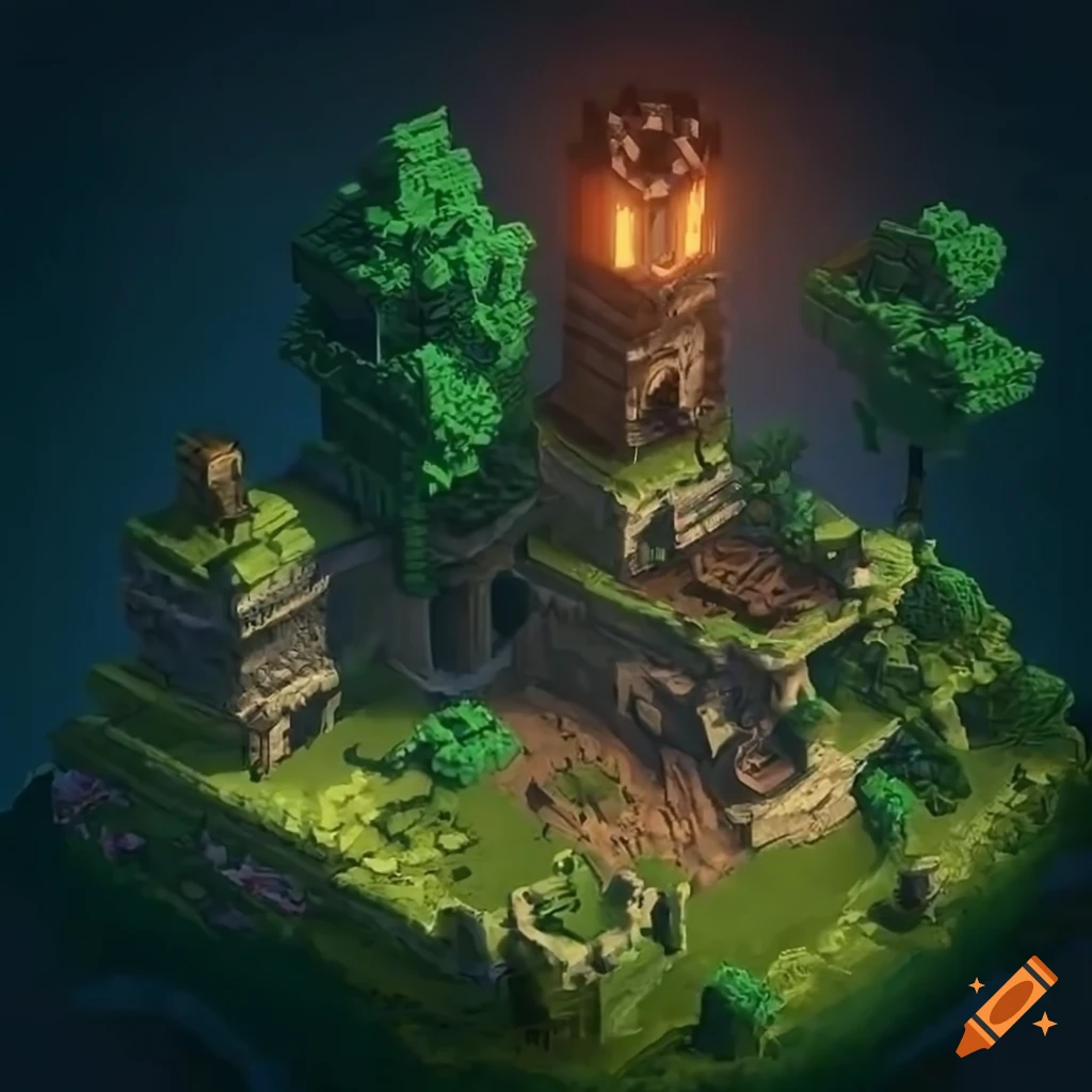 Intricate isometric concept art of a nature terrain on Craiyon