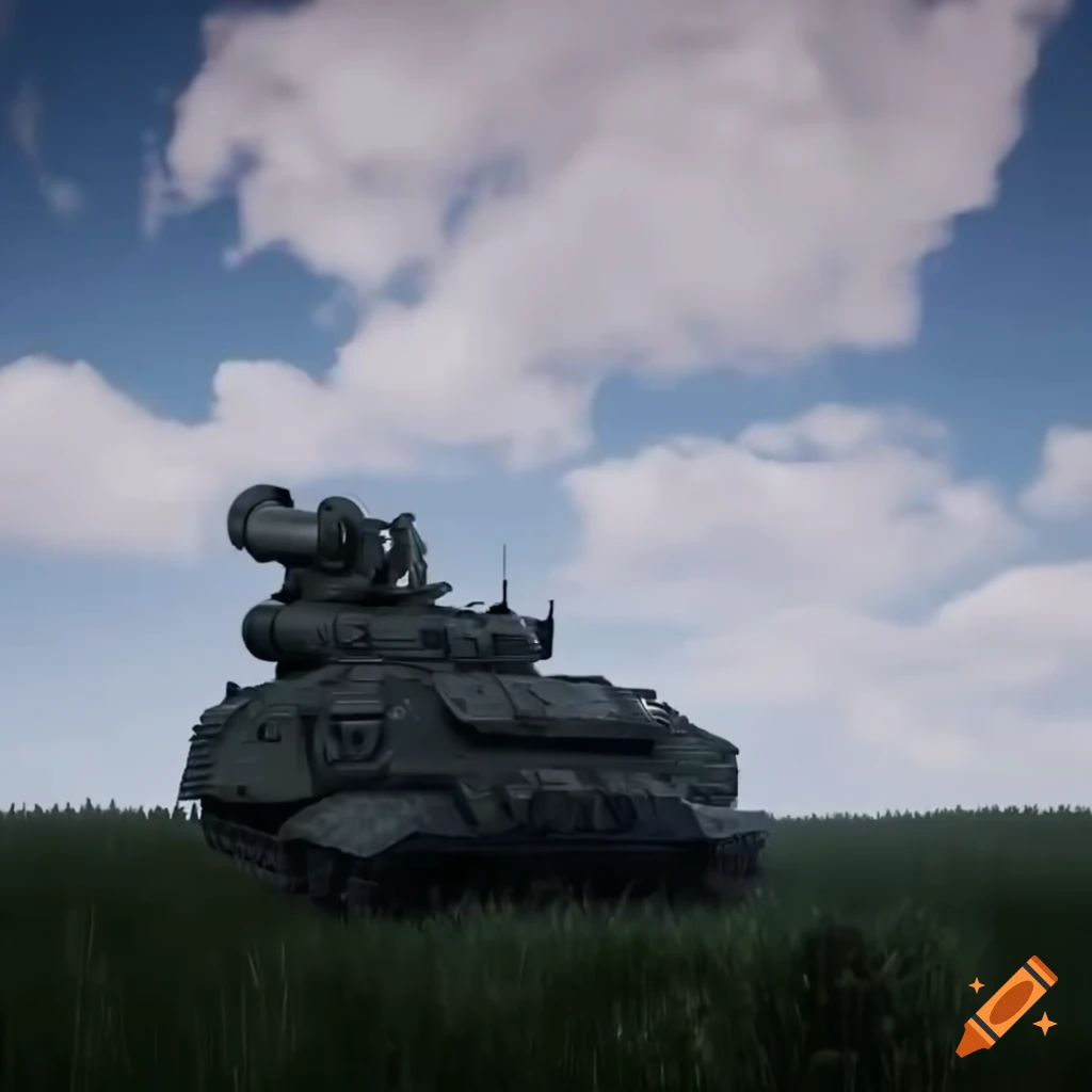 Unreal engine 5 russian sci-fi tank in russian fields with cloudy sky ...