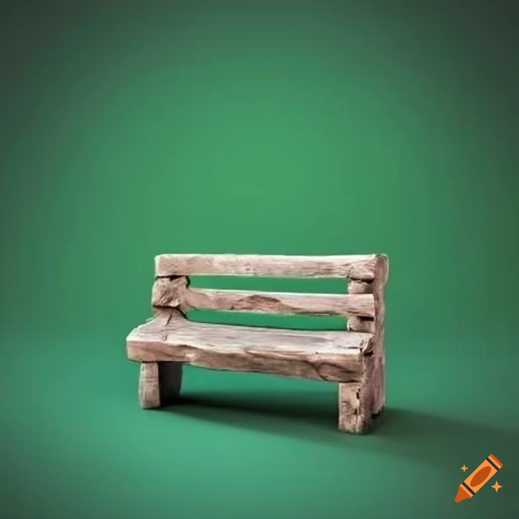 Wooden bench in a green environment on Craiyon