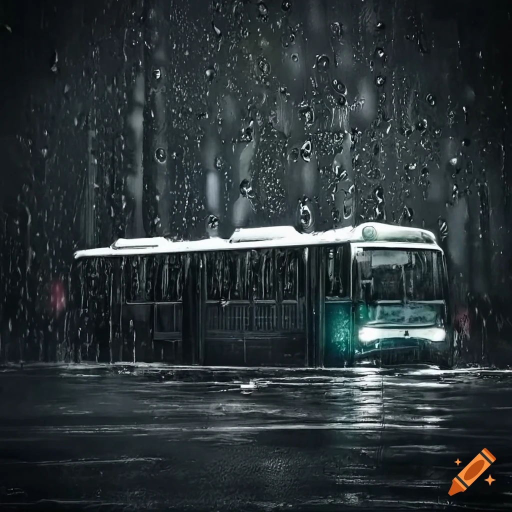 Tramway moving through the rain on Craiyon