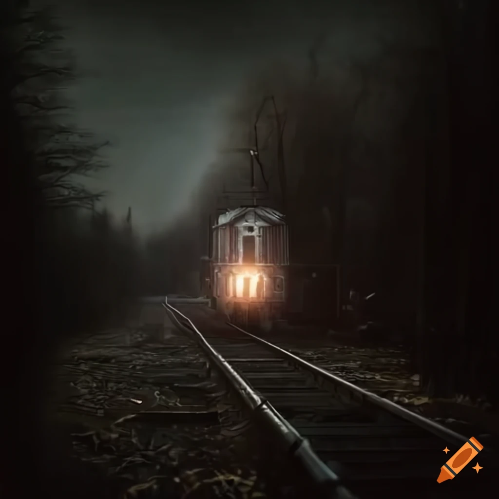 Image of a spooky ghost train for a horror videogame