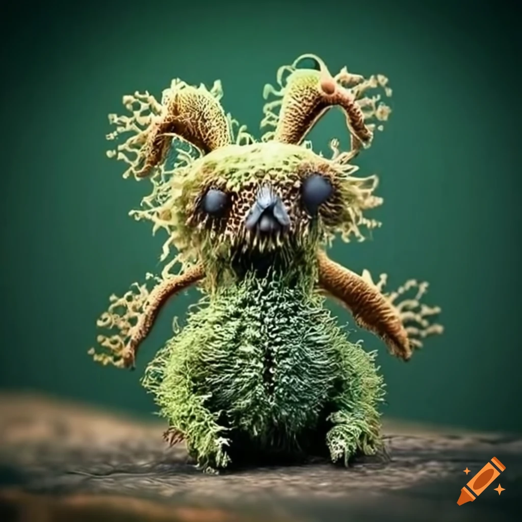 Artistic depiction of adorable moss and twig creatures