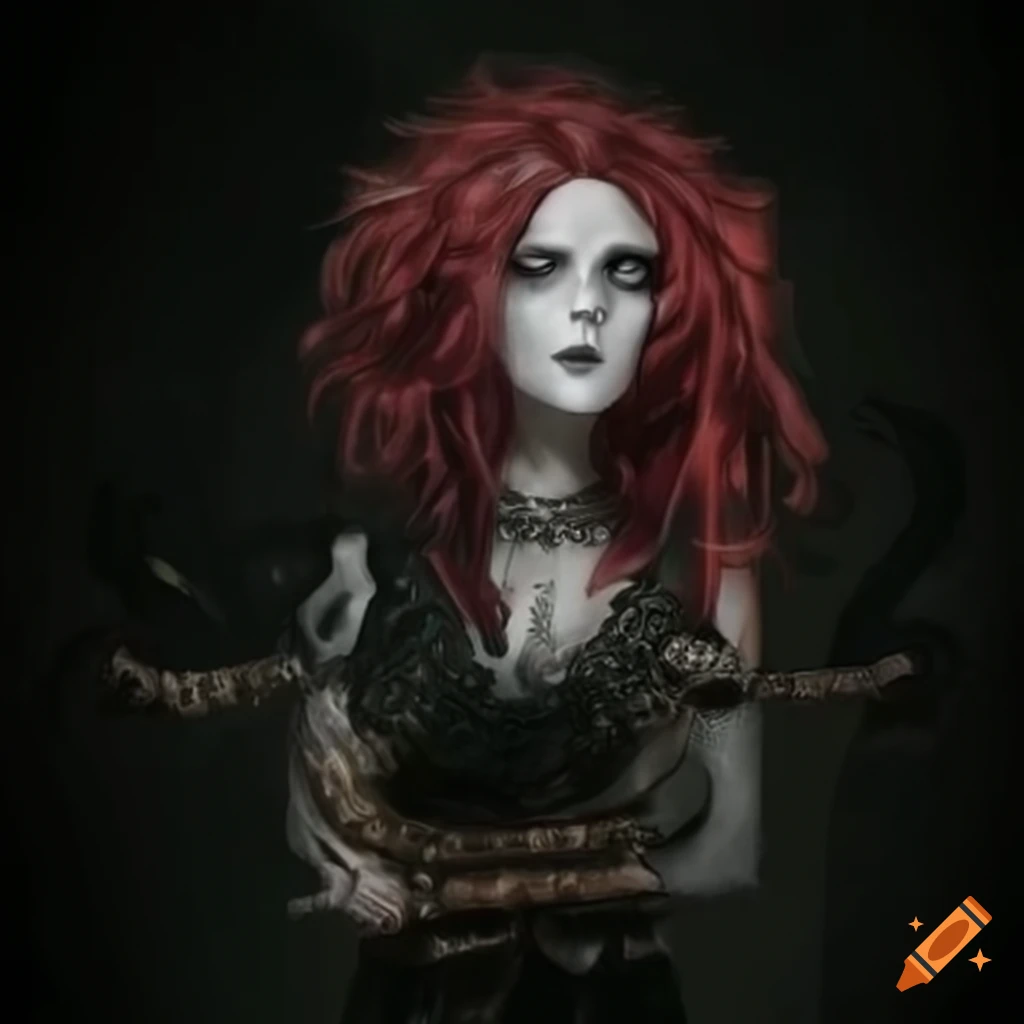 Illustration of a gothic bride in the style of piranesi