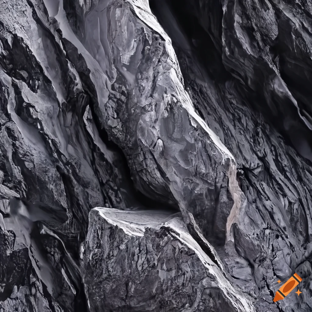 Silver chrome jagged rocks in a canyon