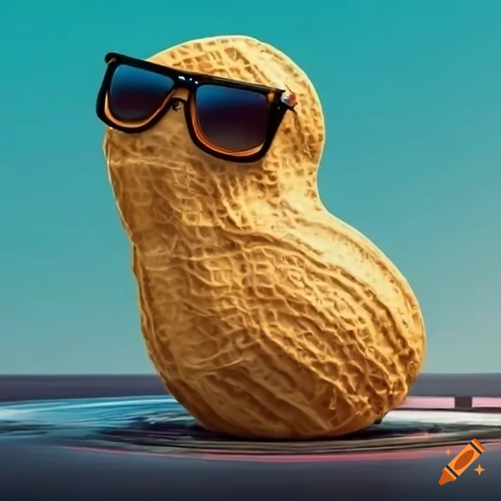 Humorous image of a peanut driving a truck on Route 66 on Craiyon