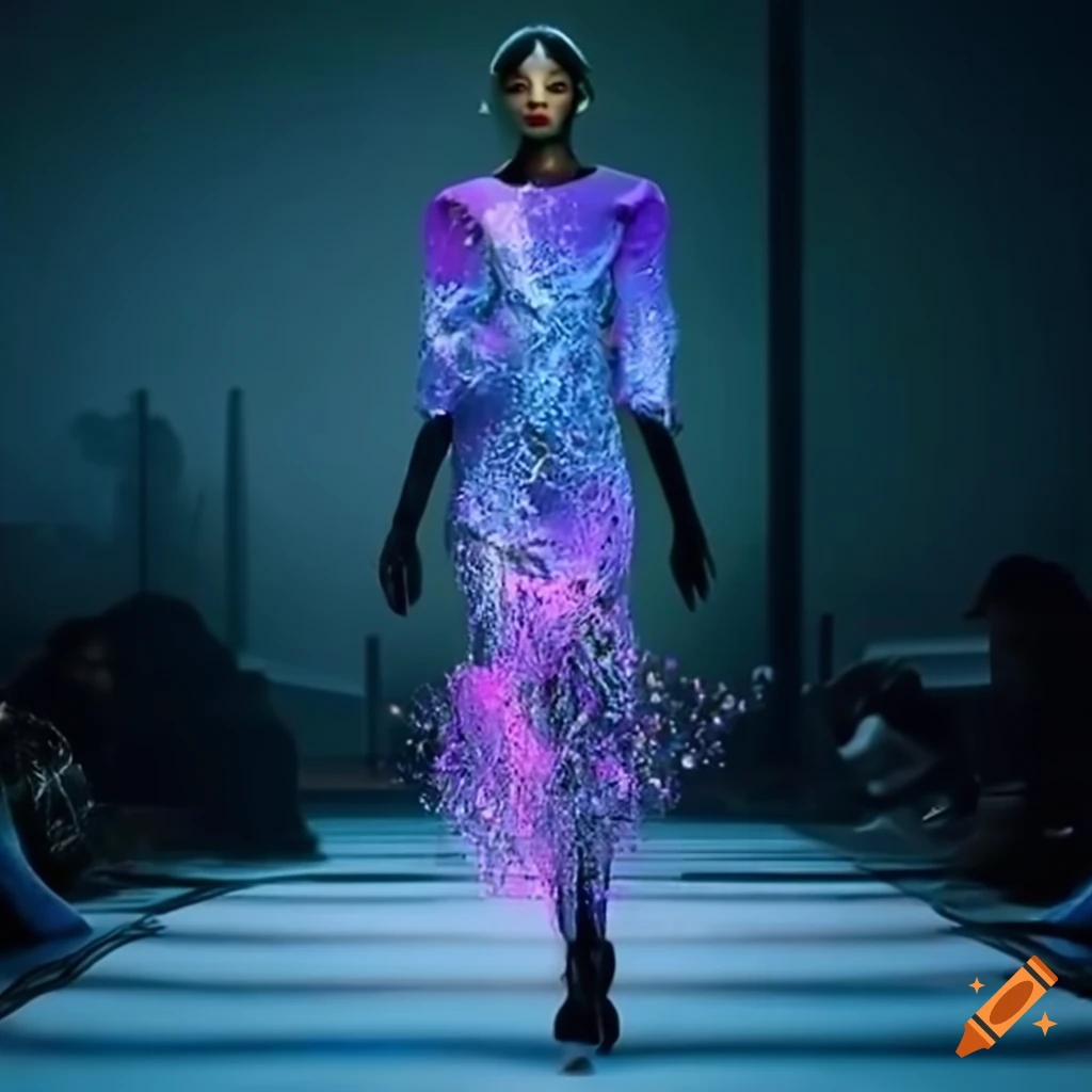 Model walking on a fashionista catwalk on Craiyon