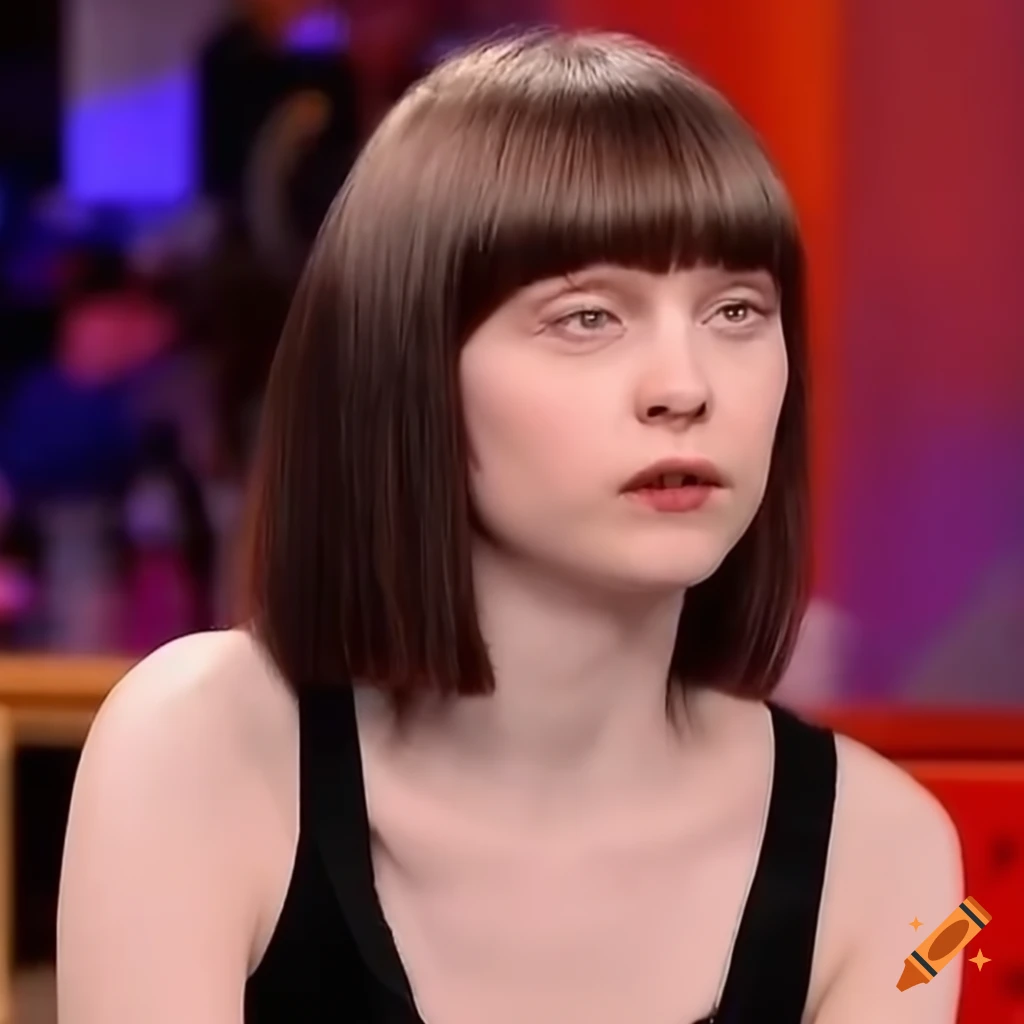 Mia goth getting her bangs trimmed on Craiyon