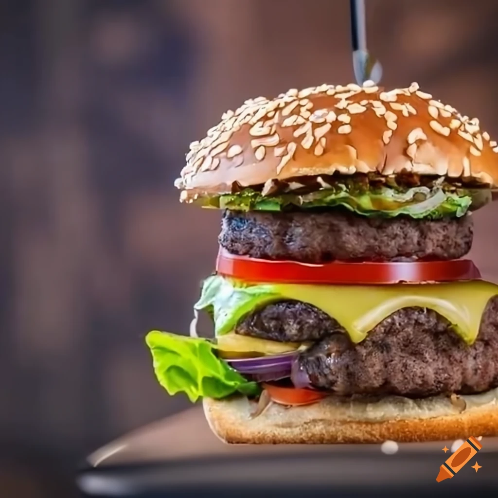 Delicious burger on Craiyon