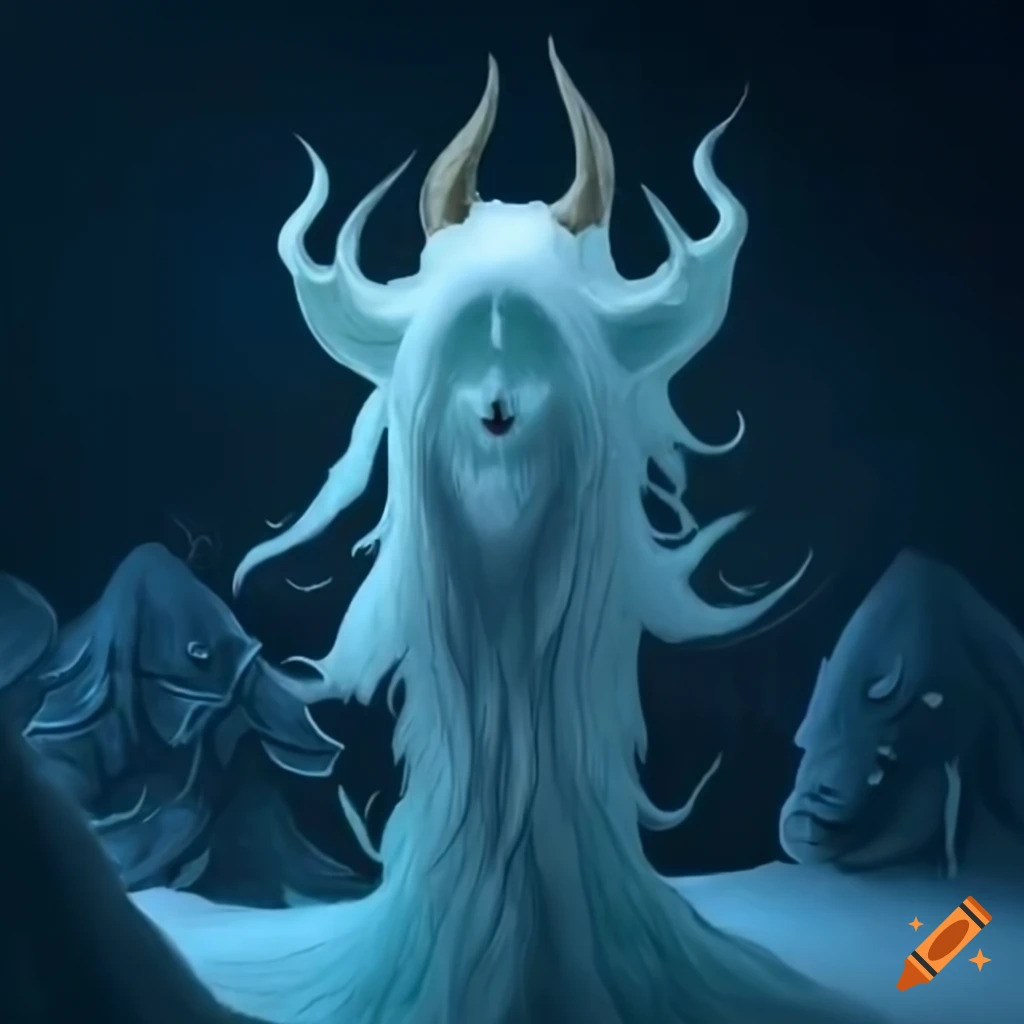 Stylized winter spirit in japanese folklore