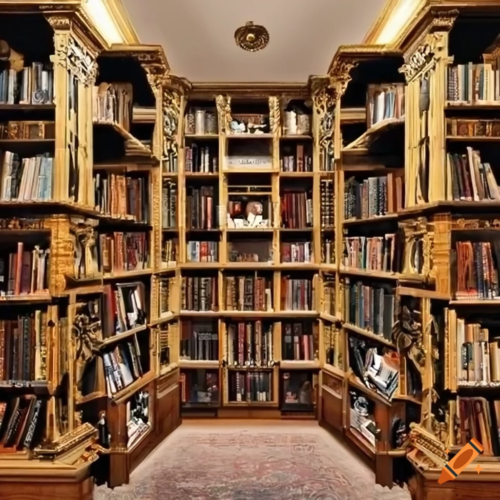 Bookshelf filled with books on Craiyon