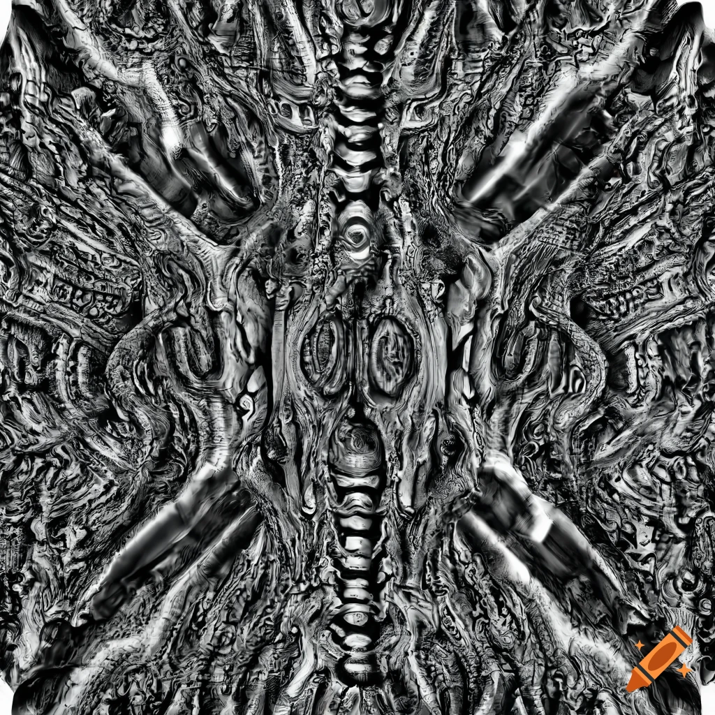 Seamless black and white biomechanical rib texture on Craiyon