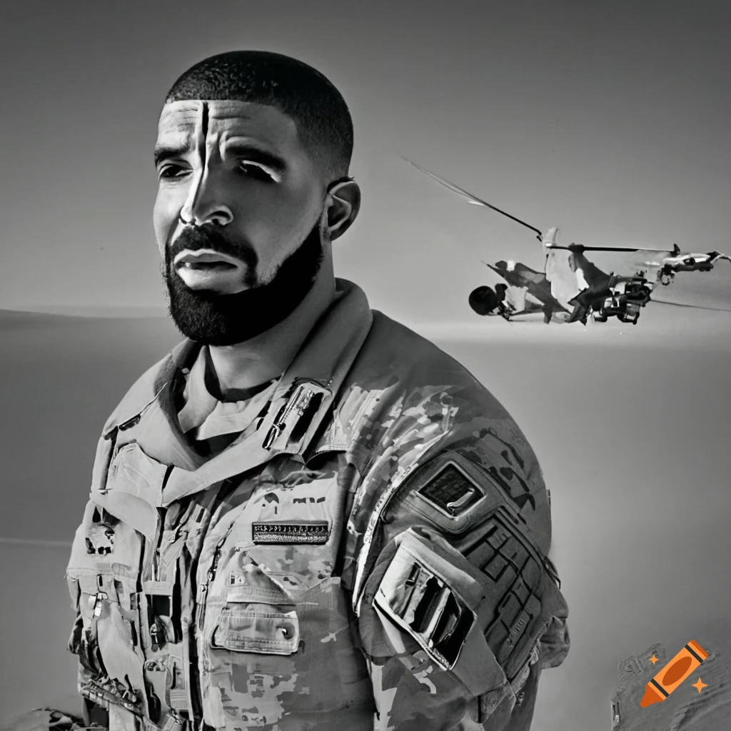 Drake on deployment in the iraq desert on Craiyon