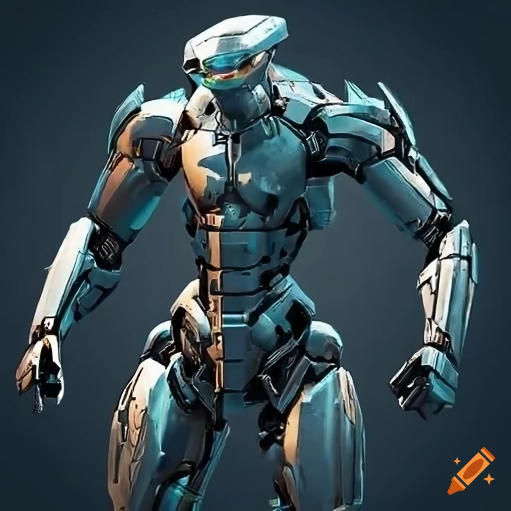 Concept art of a robot titan armor on Craiyon