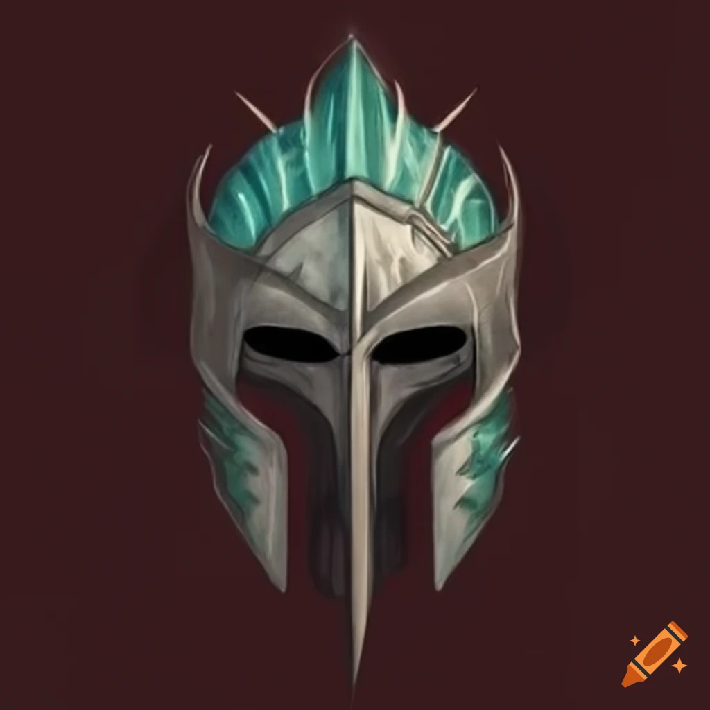Hand-drawn fantasy dragon knight helmet