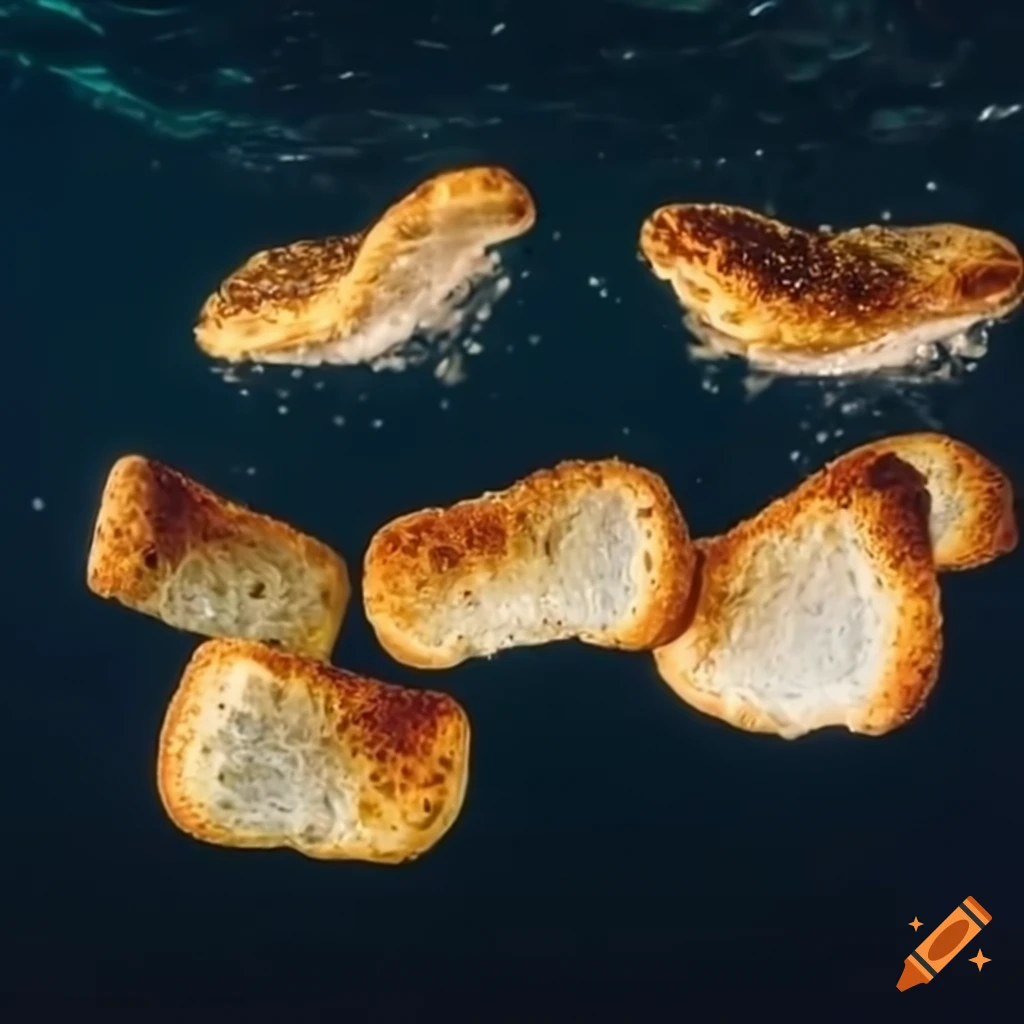Conceptual image of floating toasted bread