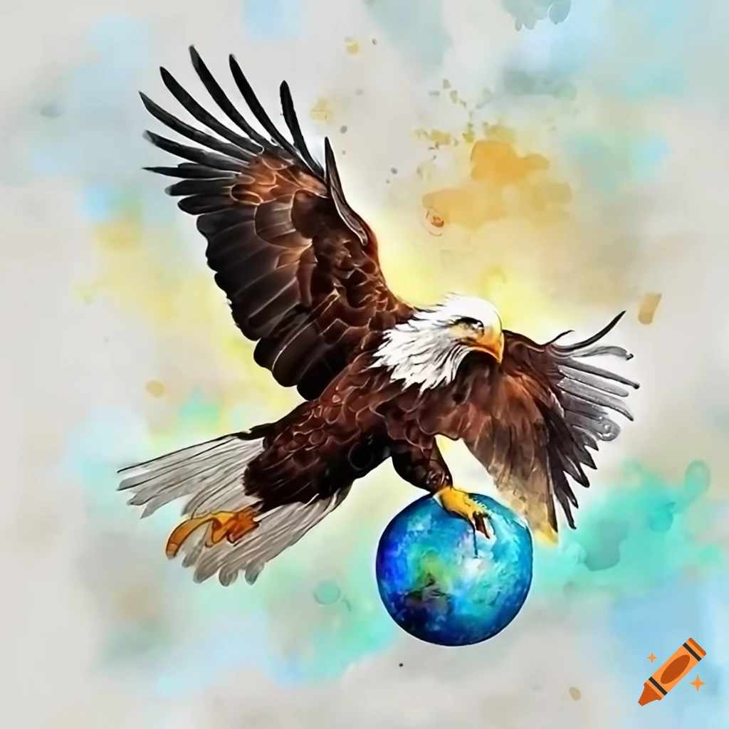 Bald Eagle bowling ball hitting a bowling pin on Craiyon