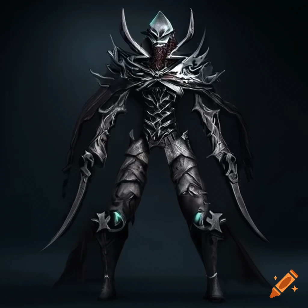 Dark techno knight with wings and sword