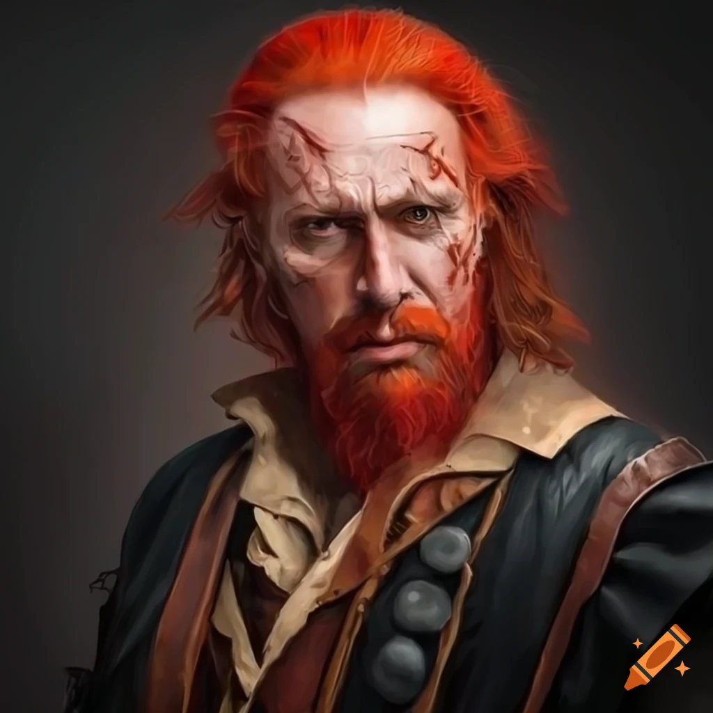 Hyperrealistic portrait of a scarred pirate captain on Craiyon