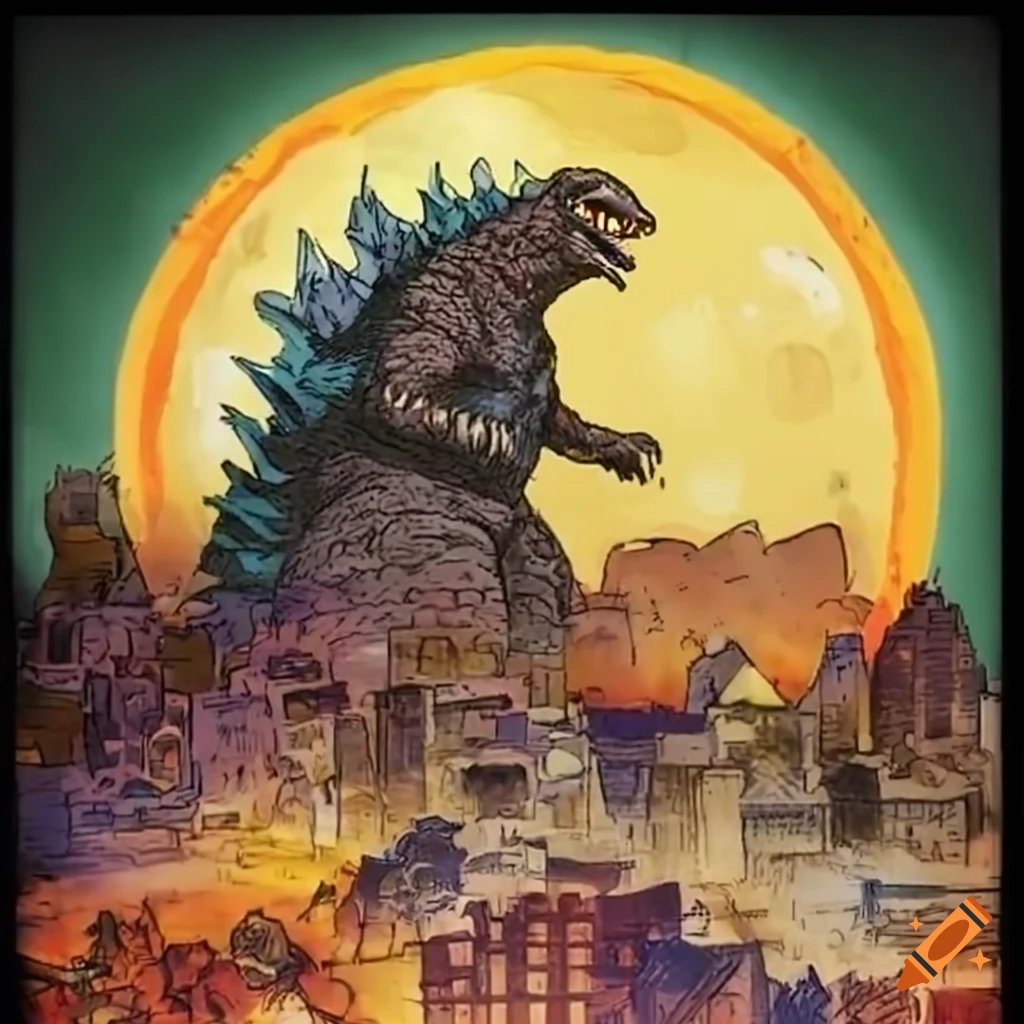 Godzilla in soviet propaganda posters style on Craiyon