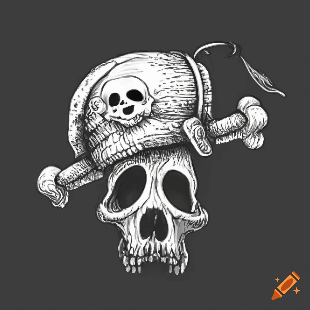 Black and white pirate flag with a dog skull on Craiyon