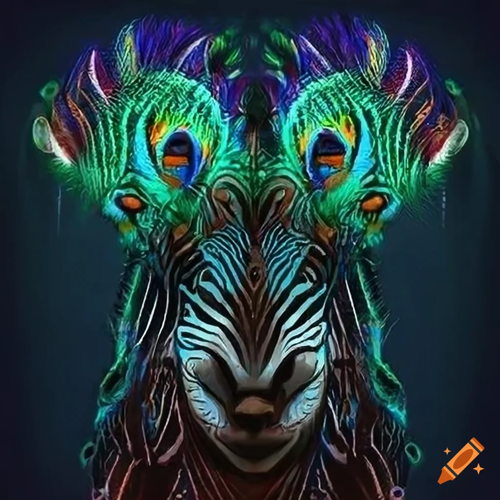 Colorful art of fantasy beasts resembling animals like peacocks and ...