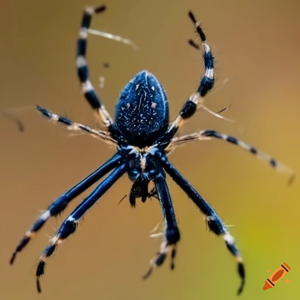 Detailed image of a black spider weaving a delicate web on Craiyon