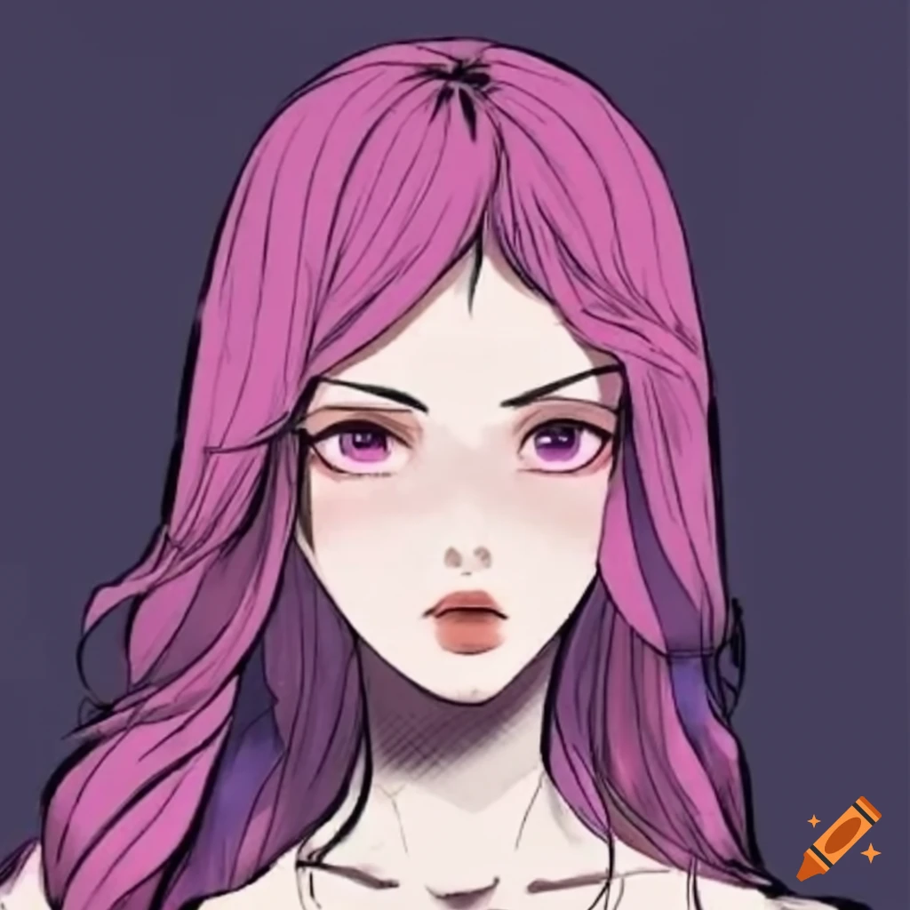 Gekiga style illustration of a female manga character on Craiyon