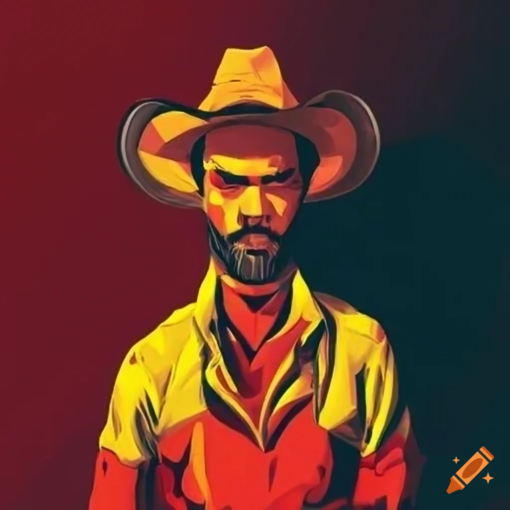 Image of a red and yellow cowboy