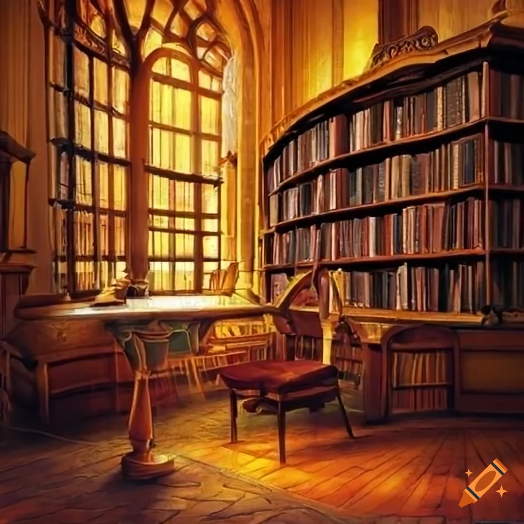 Cozy library in autumn on Craiyon