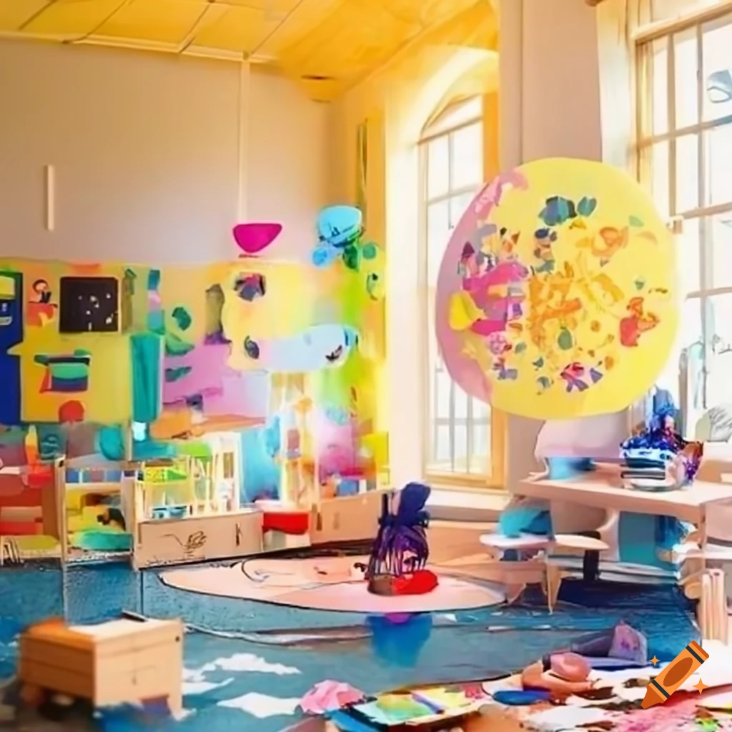 Kindergarten art room on Craiyon