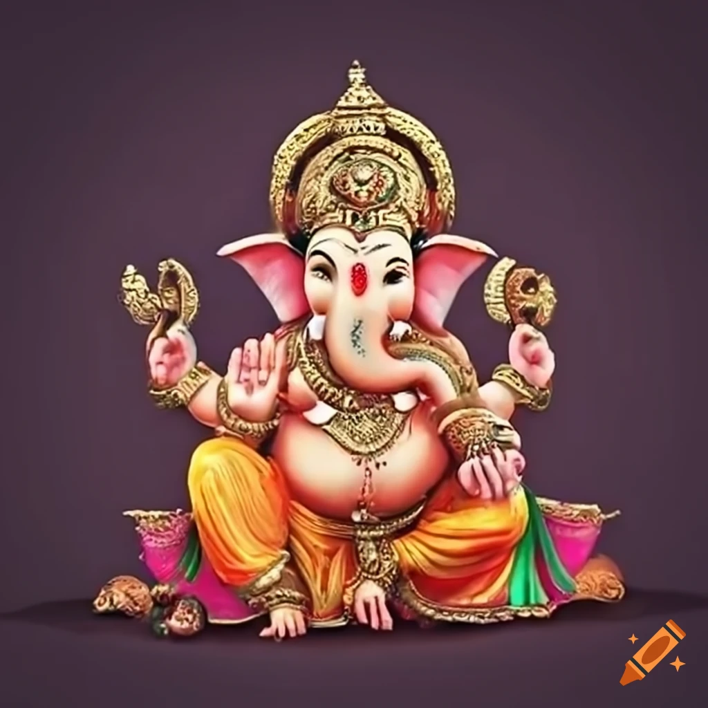 Bal ganesha playing holi inside a forest with a rat on Craiyon