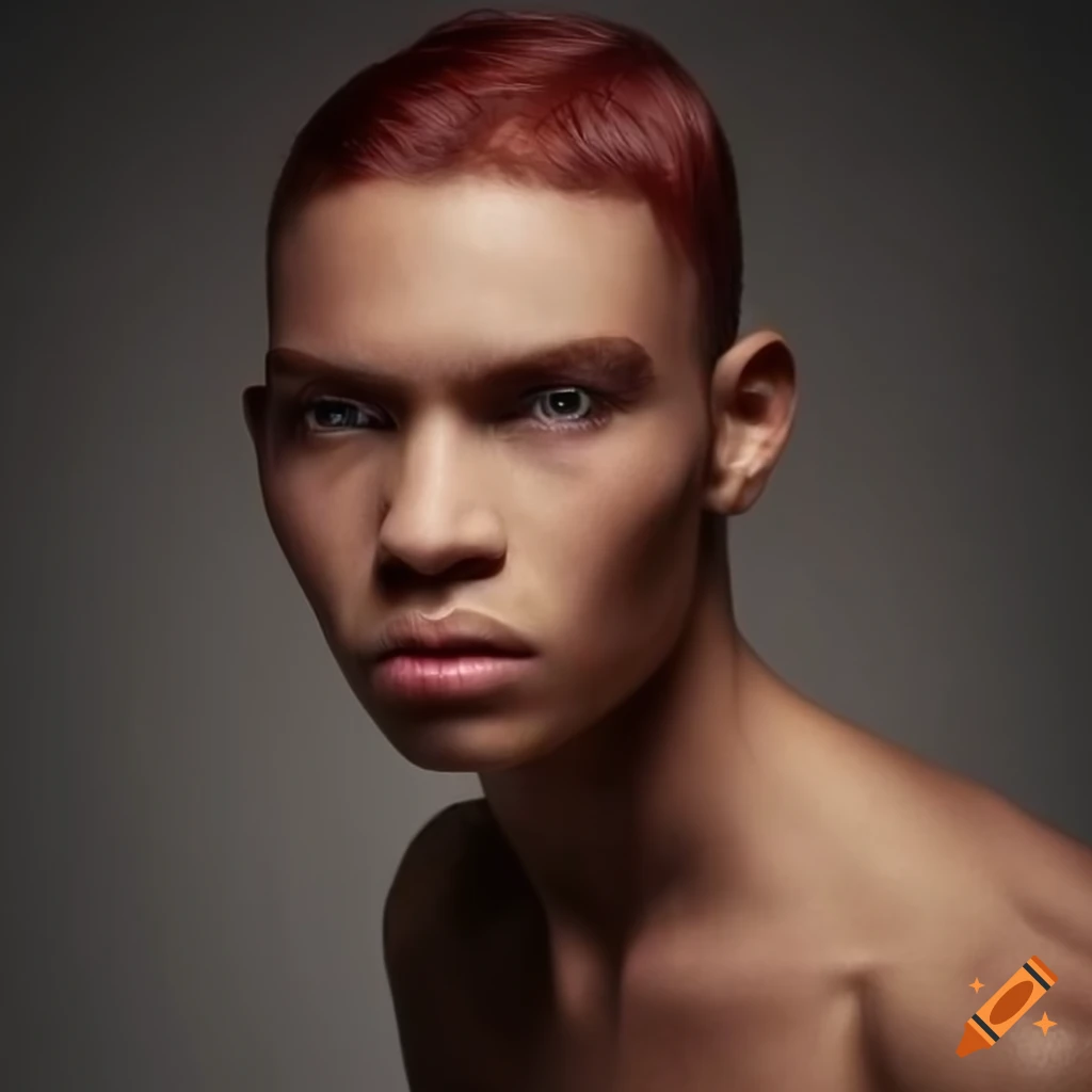 Portrait of a maroon-haired humanoid man on Craiyon