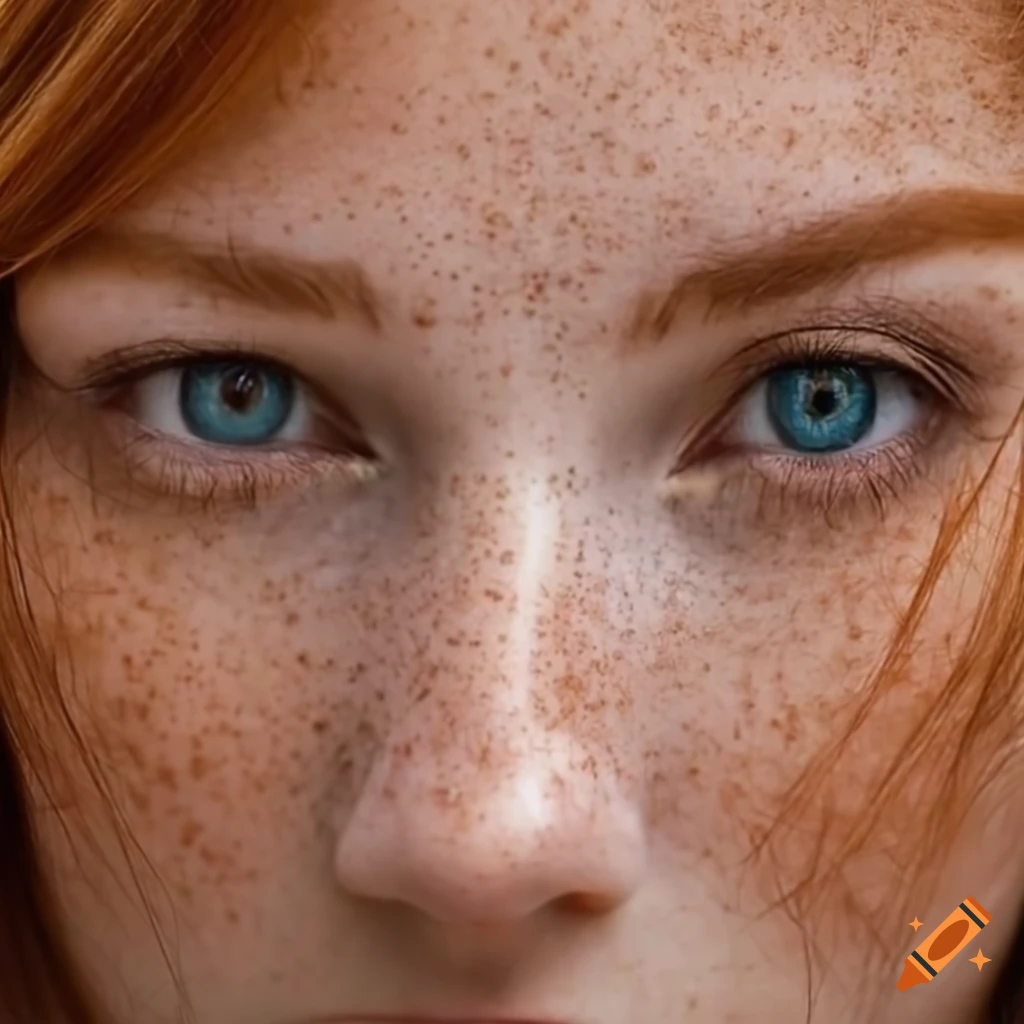 Portrait of a beautiful woman with light freckles and auburn hair