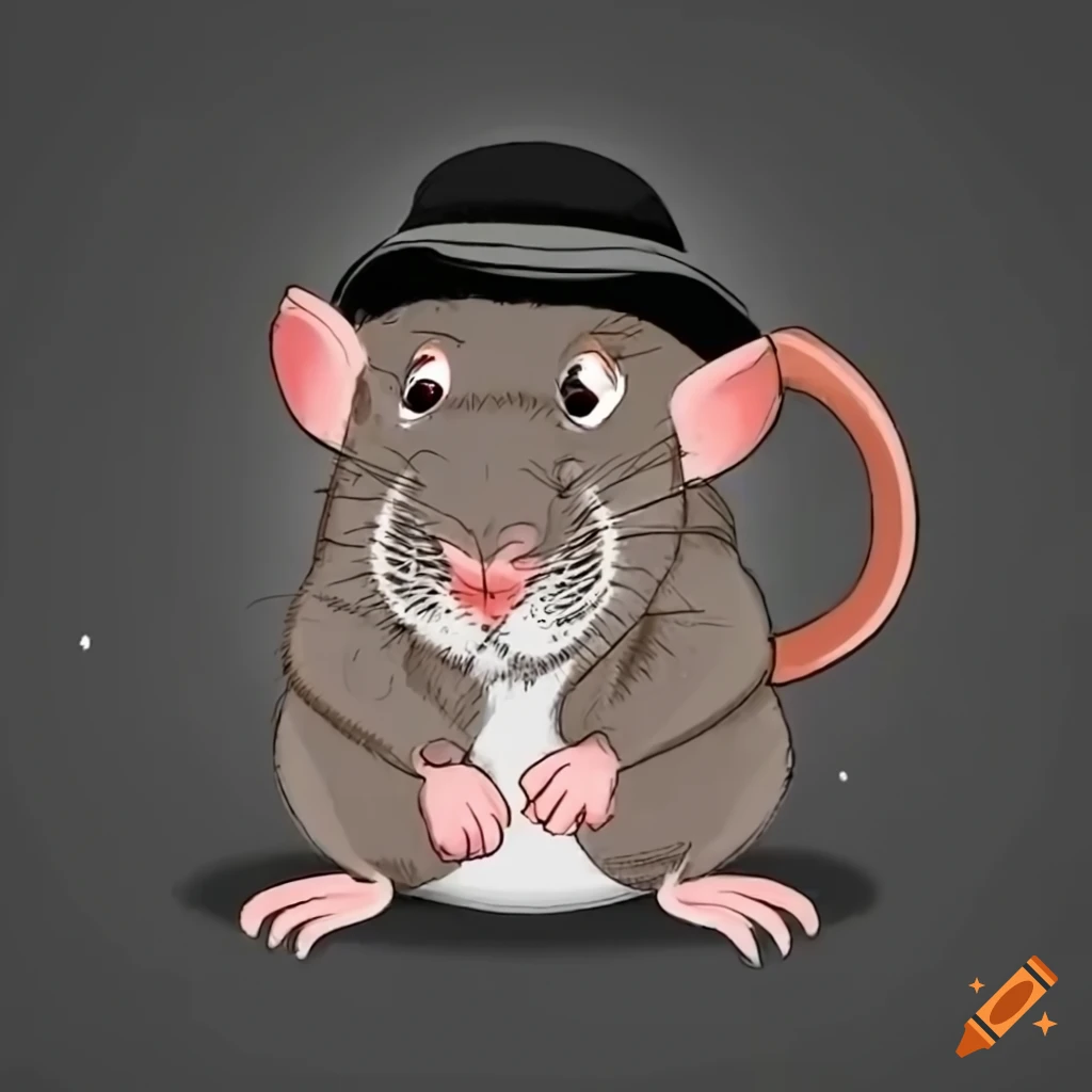 Whimsical illustration of a rat whispering in an ear on Craiyon