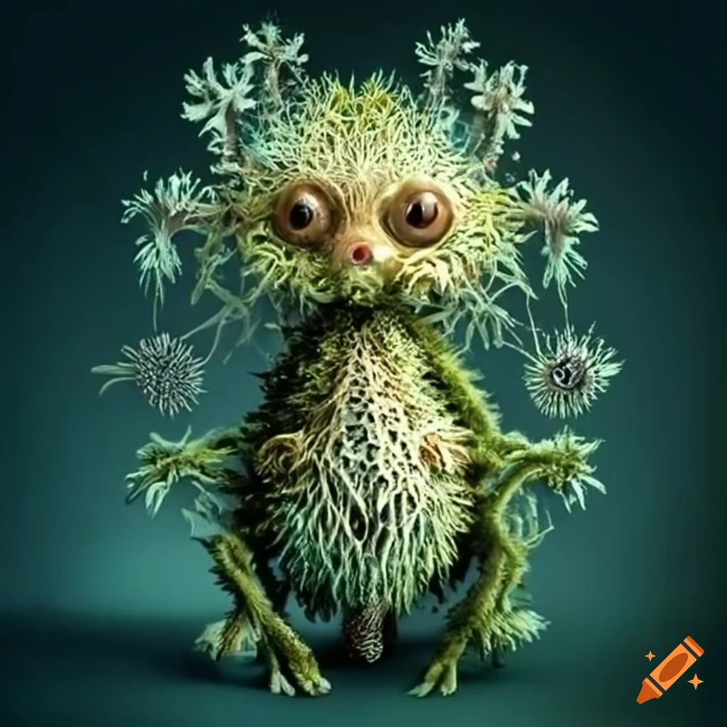 Artistic depiction of adorable moss and twig creatures on Craiyon