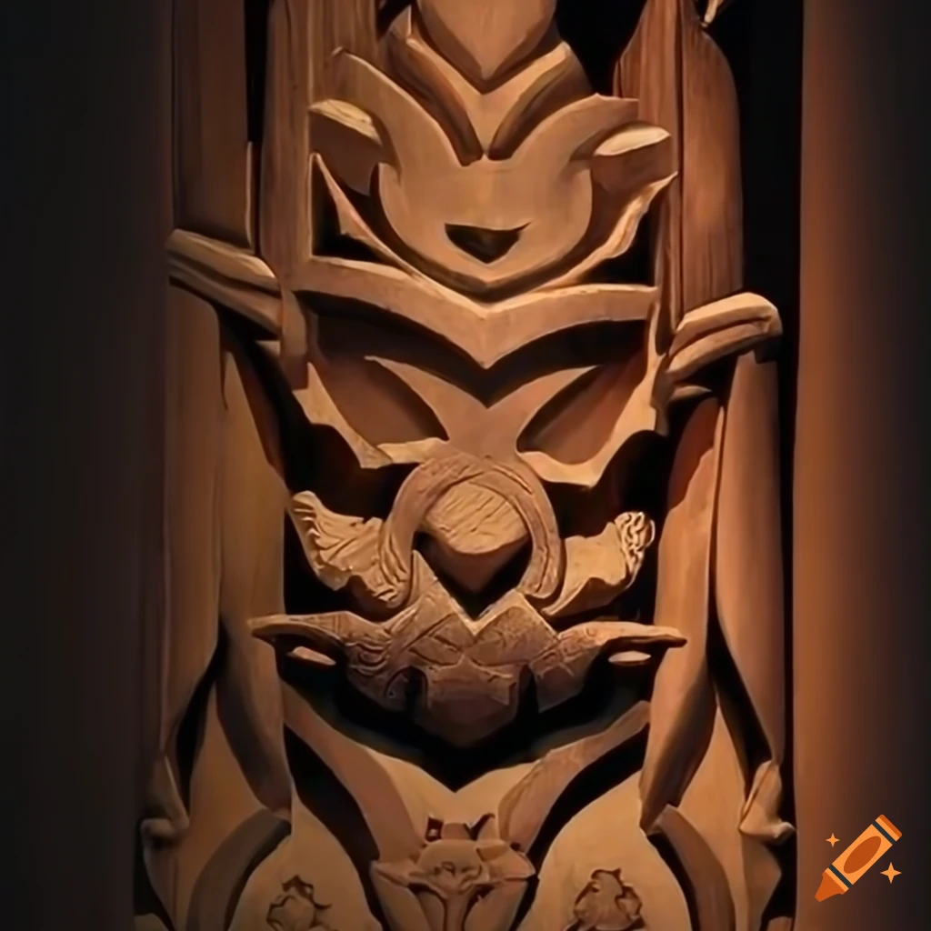 Detailed architectural stave carving artwork on Craiyon