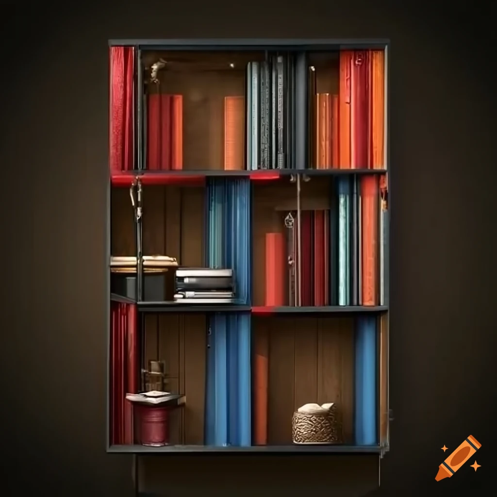 High resolution grid of a bookshelf