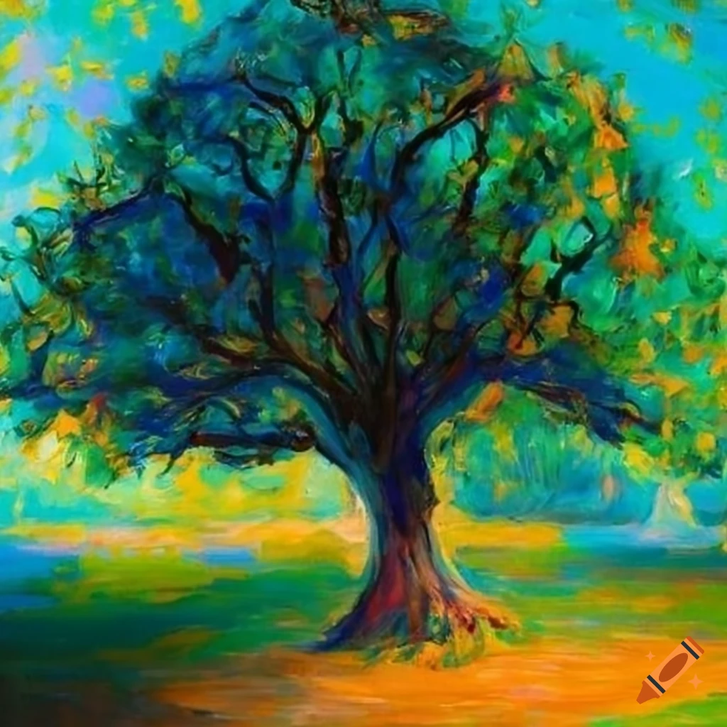 Impressionist style painting of a tree on Craiyon