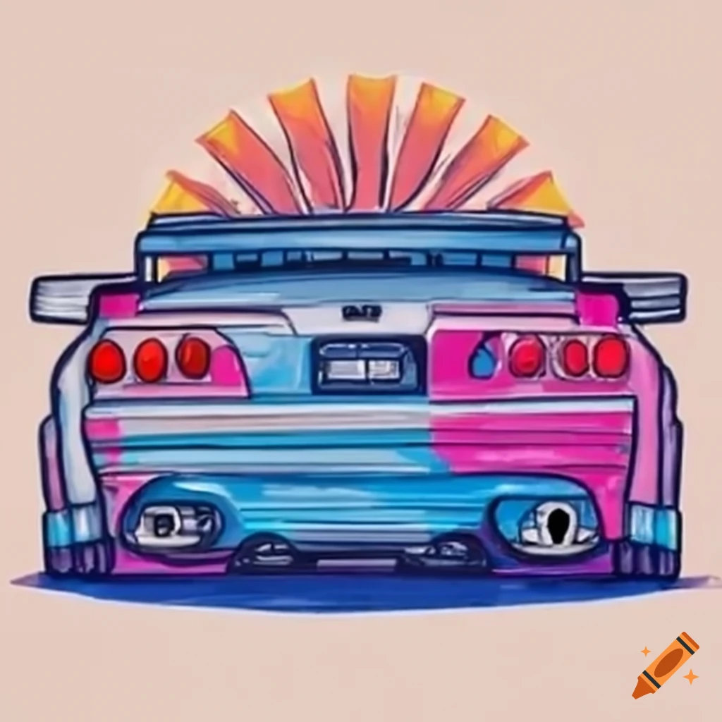 Nissan r34 skyline with japanese sun design