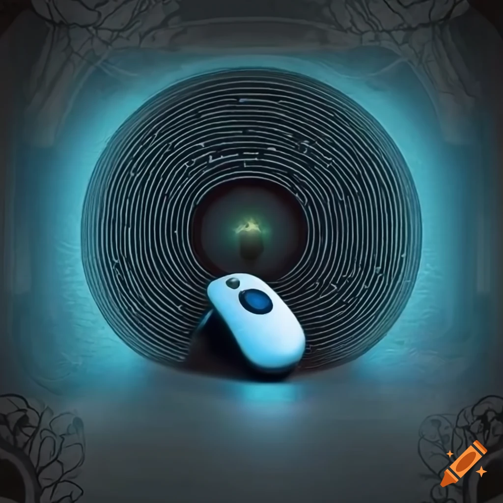 Conceptual art of a labyrinth with an apple magic mouse at the entrance ...