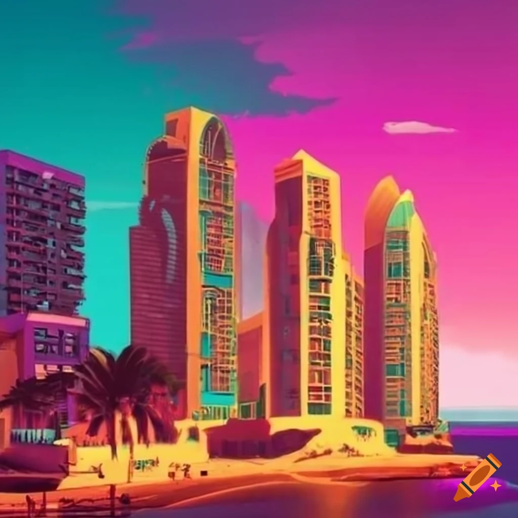 Cartoon depiction of burj al arab on Craiyon