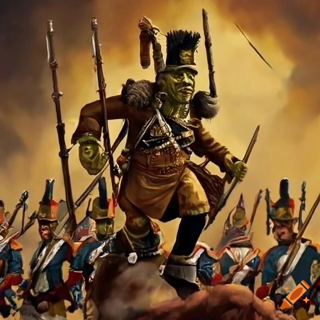 Image of a goblin army marching with muskets on Craiyon